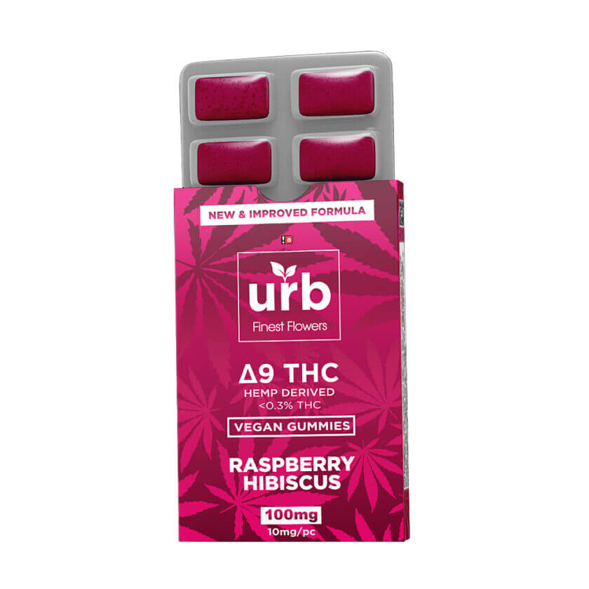 Urb Raspberry Hibiscus Delta 9 THC Vegan Gummies - Solverra Holistics ...
